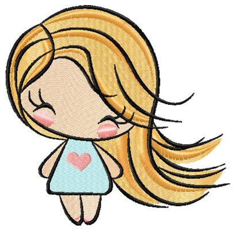 Cute Girl Machine Embroidery Design Instant Download 5 Sizes - Etsy
