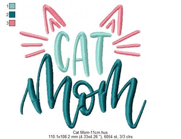 Cat Mom Machine embroidery design Cute animals Instant | Etsy