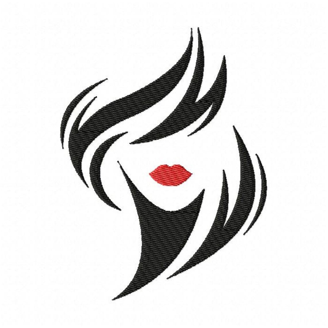 Female Face Machine Embroidery Design Instant Download Fill - Etsy