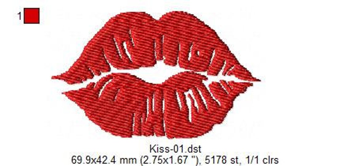 Kissing Lips Embroidery Design 5 Sizes Embroidering Fill - Etsy