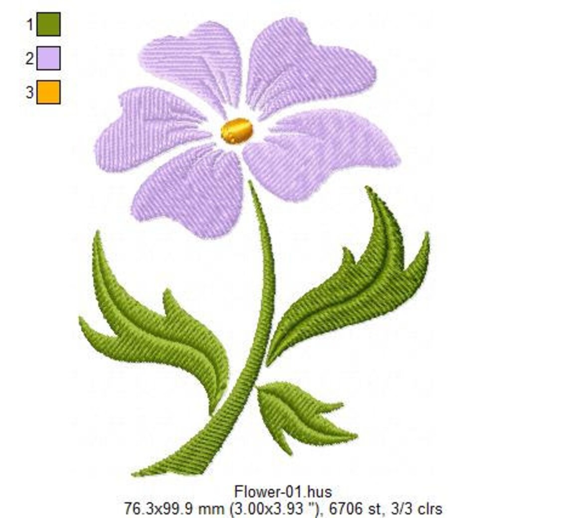 Violet Flower Machine Embroidery Design 5 Sizes Instant | Etsy