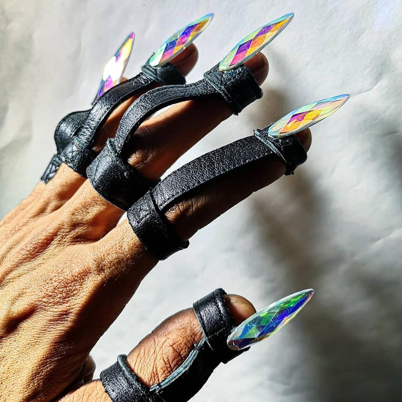 Diamond Claws Leather Rings - Etsy