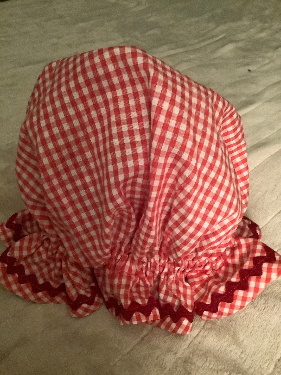 Handmade Red and White Gingham Country Rag Doll Mop Cap - Etsy