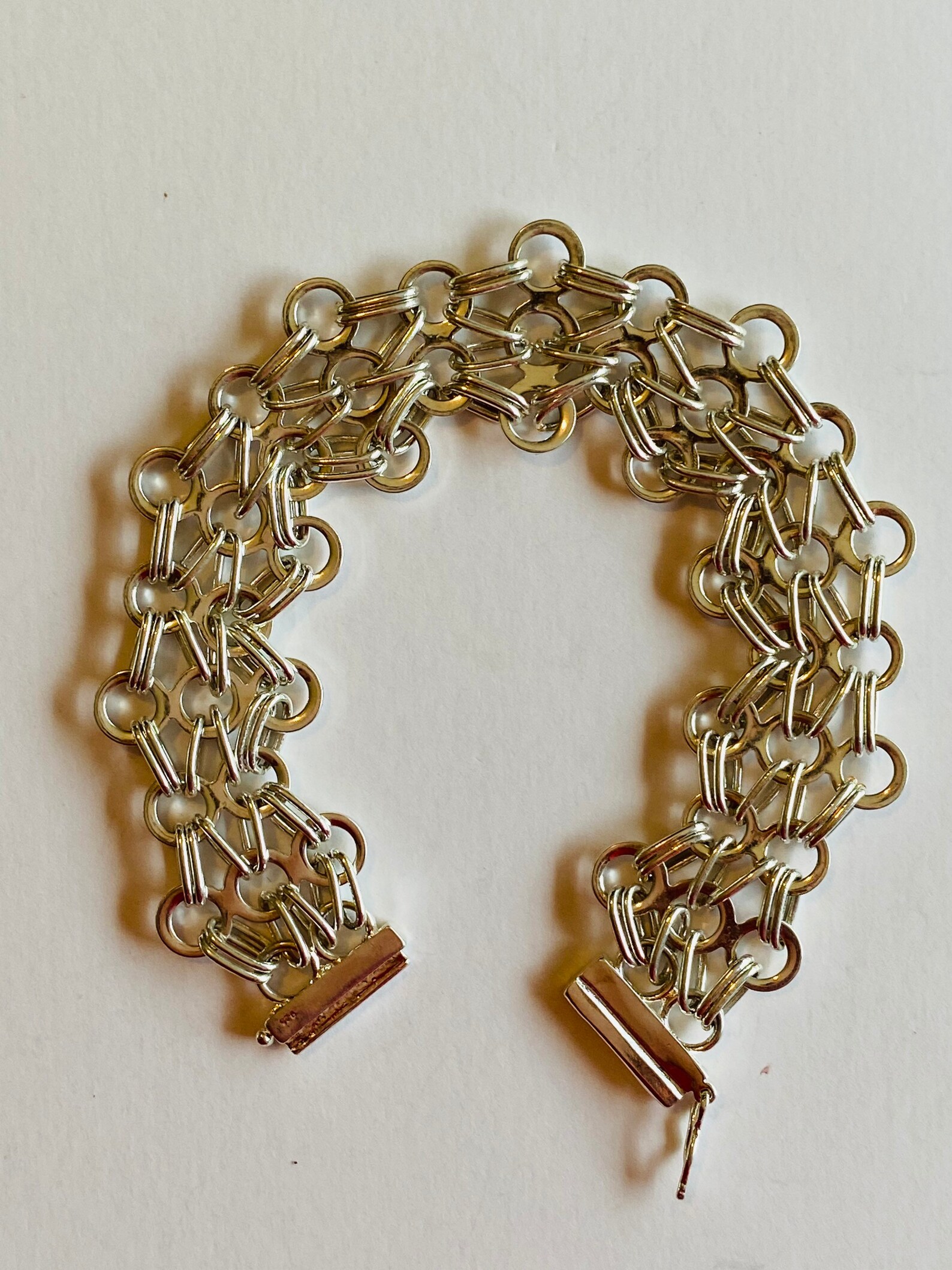 Sterling Silver 925 Chain Bracelet Slide Clasp With Safety - Etsy