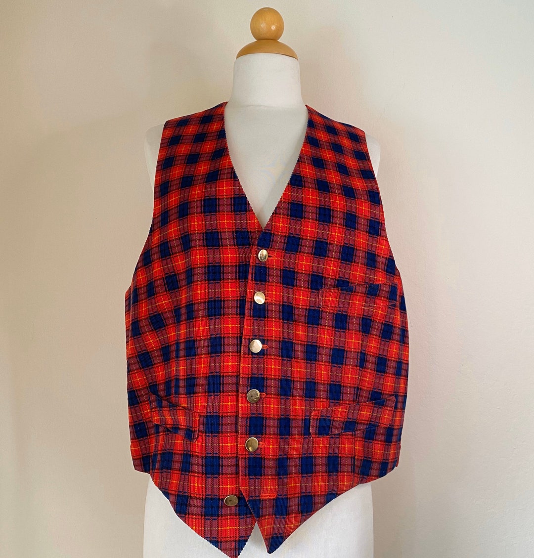 Vintage 20s Style Ringmaster Jazzy Victorian Circus Plaid Vest 40 Inch ...