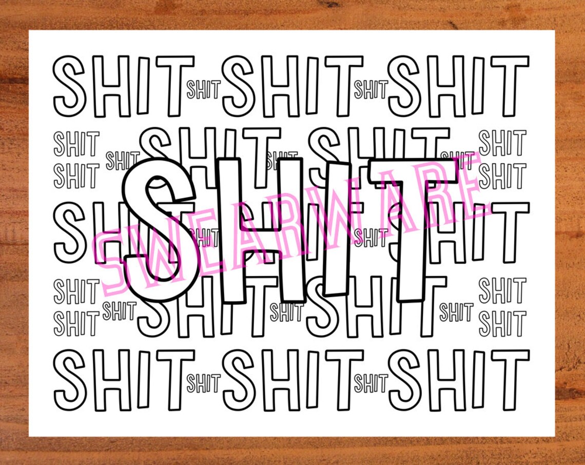 Shit Swear Word Coloring Page Printable Instant Download | Etsy