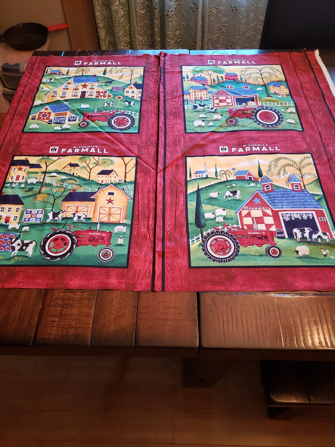 Fabric. Cotton. Farmall Folk Art Panel. - Etsy