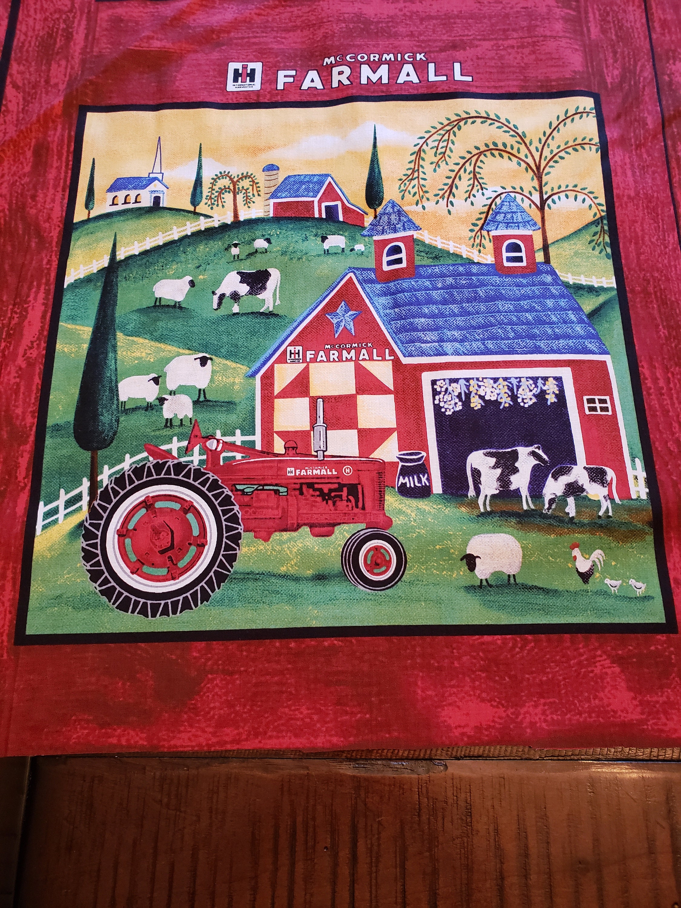 Fabric. Cotton. Farmall Folk Art Panel. - Etsy