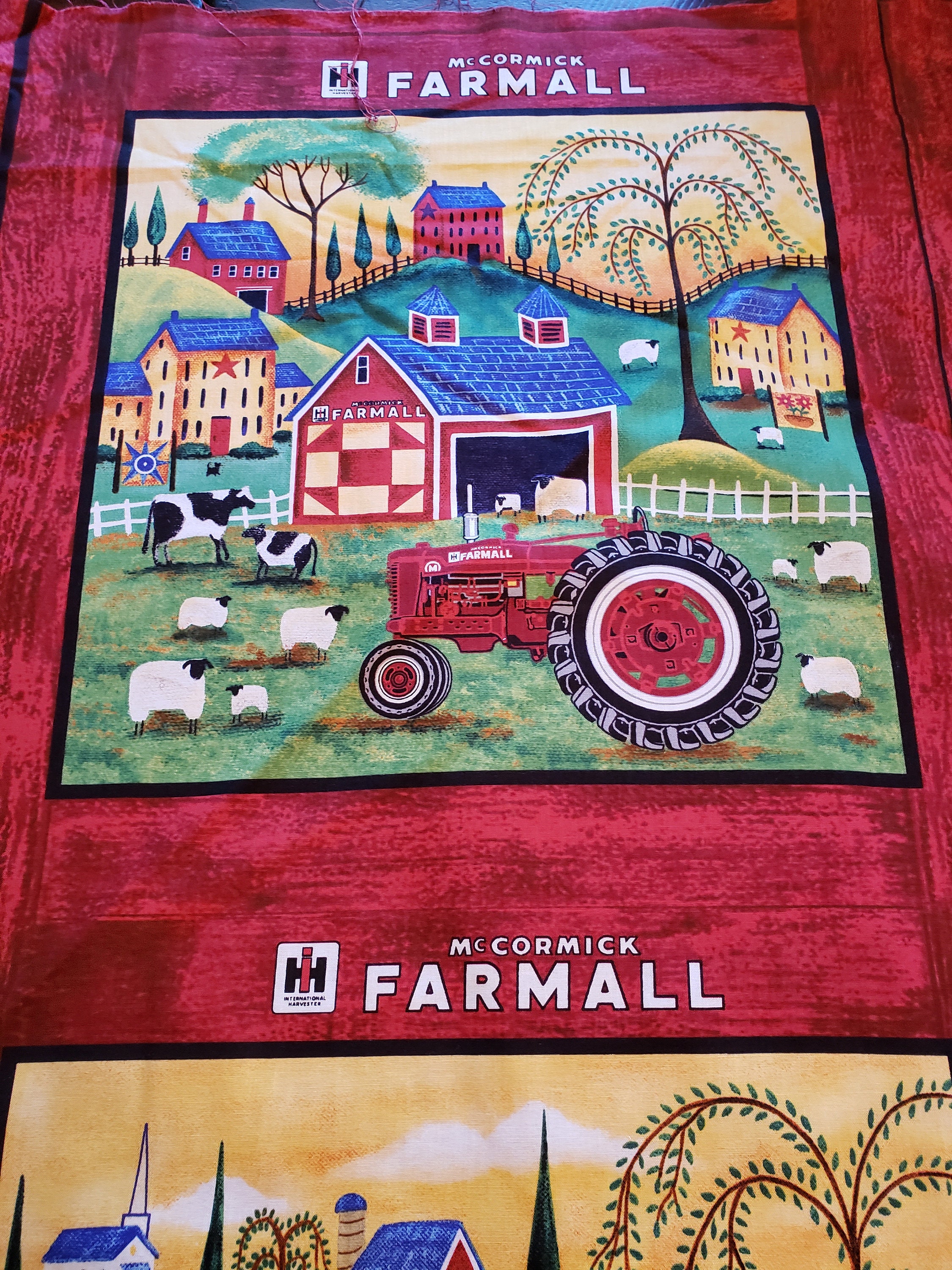 Fabric. Cotton. Farmall Folk Art Panel. - Etsy