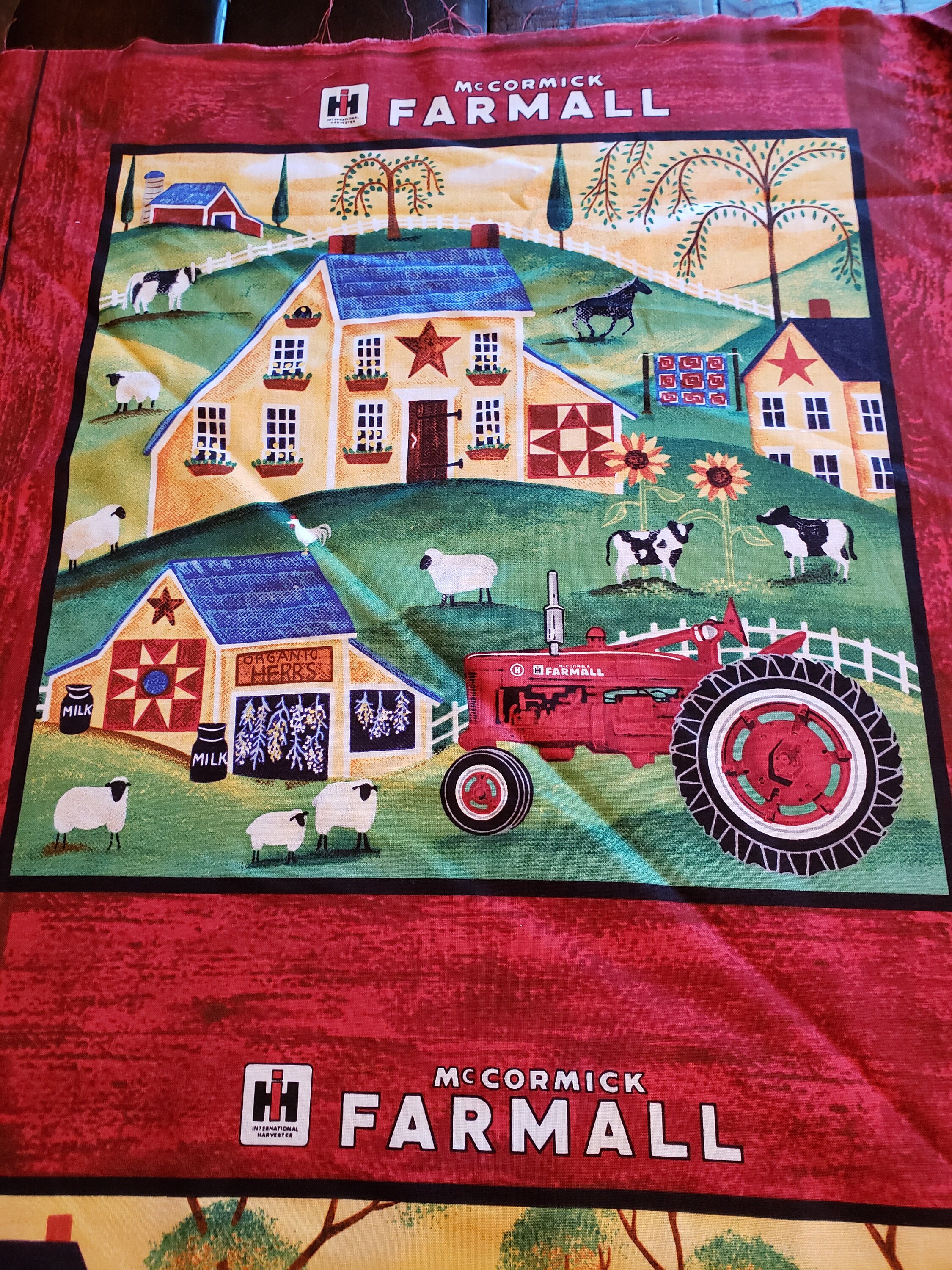 Fabric. Cotton. Farmall Folk Art Panel. - Etsy