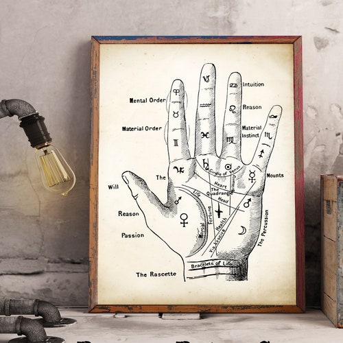 Palm Reading Art Print. Palmistry Hand Diagram Wall Art - Etsy