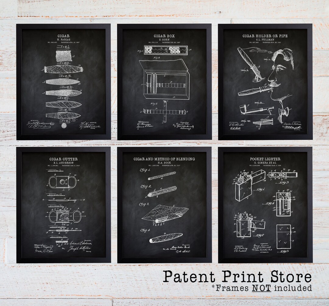 Cigar Patent Prints. Cigar Art. Cigar Prints. Man Cave Art. Man Cave ...