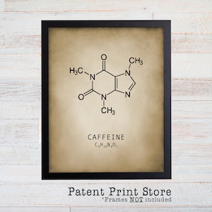 Caffeine Molecule Art Print. Caffeine Molecule Poster. Molecule Art ...