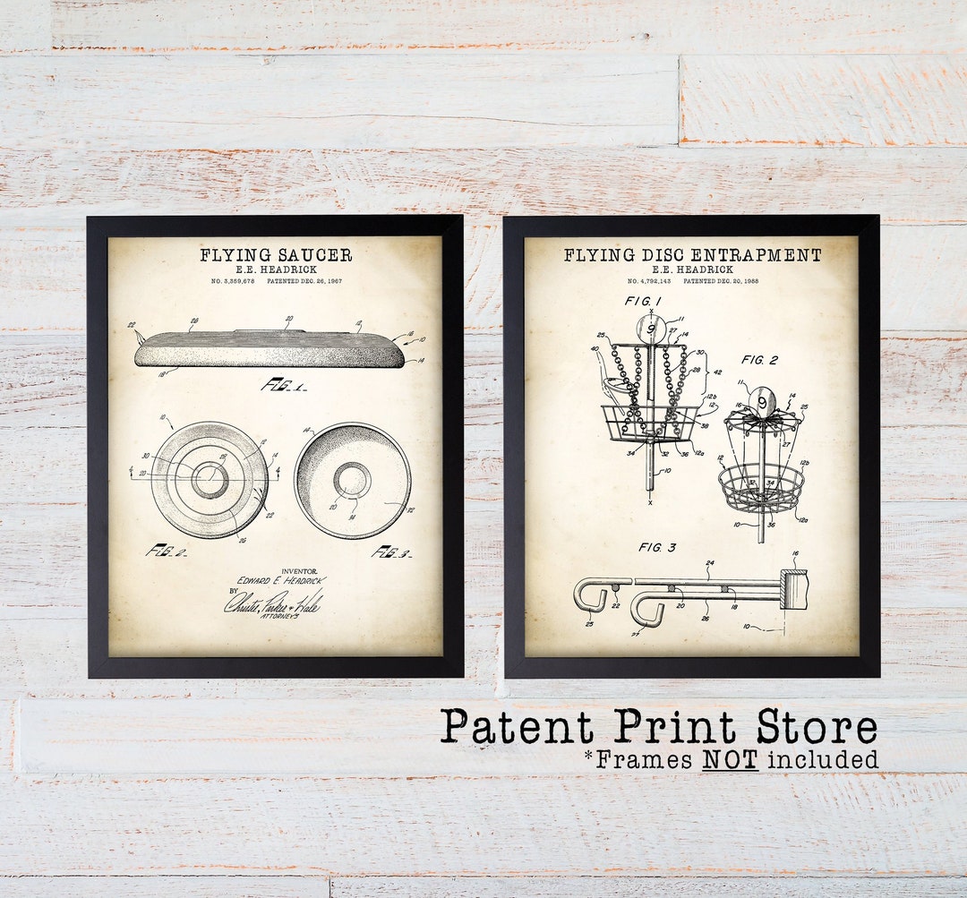 Frisbee Patent Art. Frisbee Patent Print Set. Frisbee Art. Frisbee ...