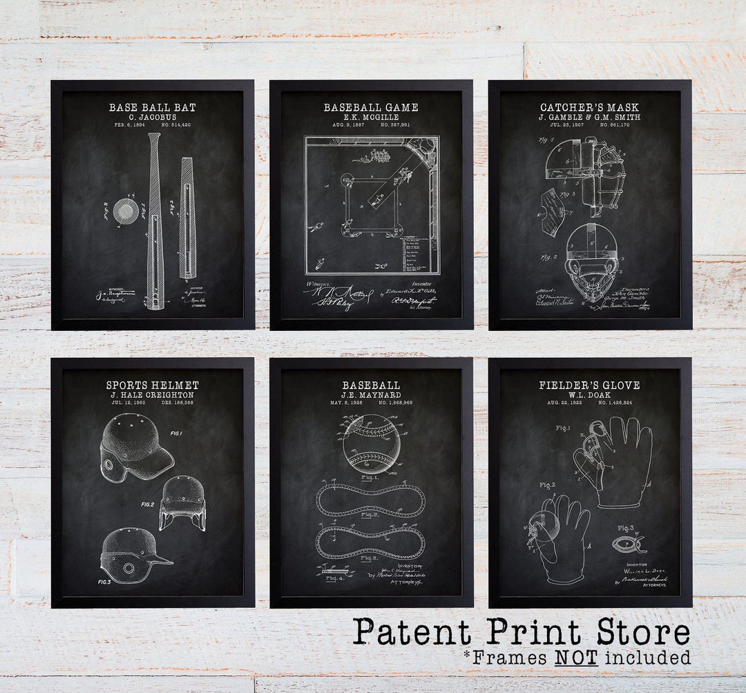 Vintage Baseball Patent Print Set. Baseball Art Prints. Baseball Prints ...