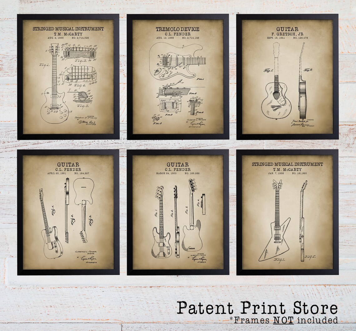 Guitar Patent Prints. Guitar Player Gift. Guitar Art. Guitar | Etsy