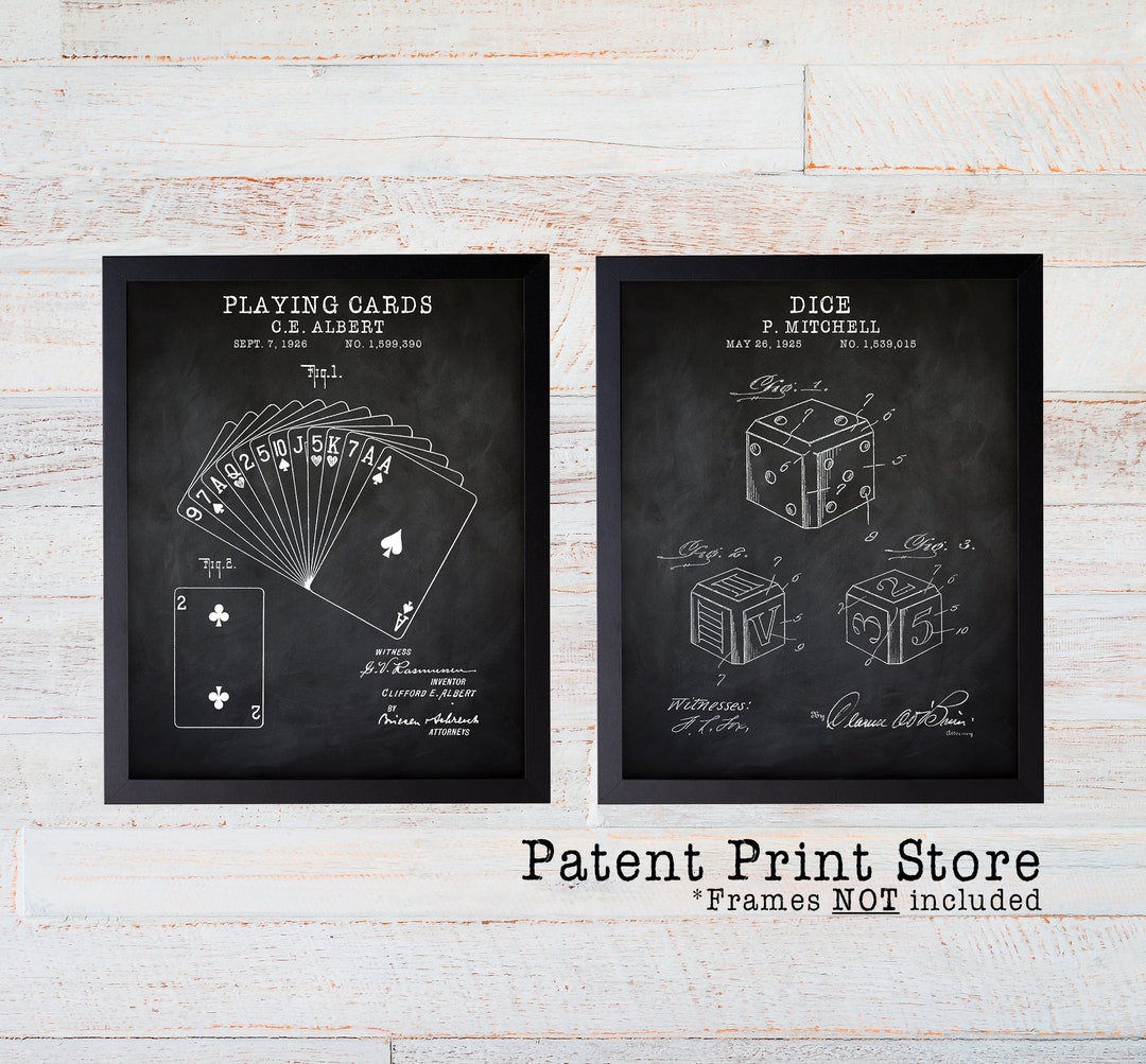 Game Room Patent Prints: Playing Cards & Dice Art - Etsy