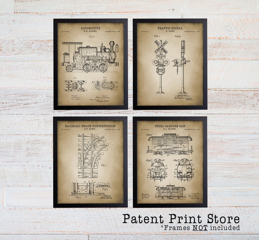 Railroad Patent Prints. Locomotive Patent Prints. Train Wall Art Prints ...