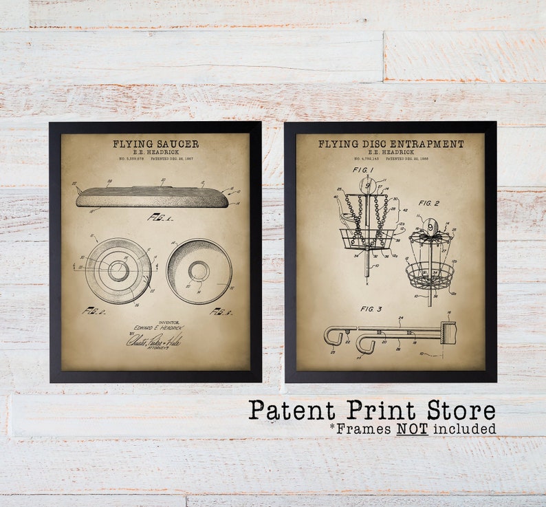 Frisbee Patent Art Print Set, Flying Disc & Entrapment Posters - Etsy