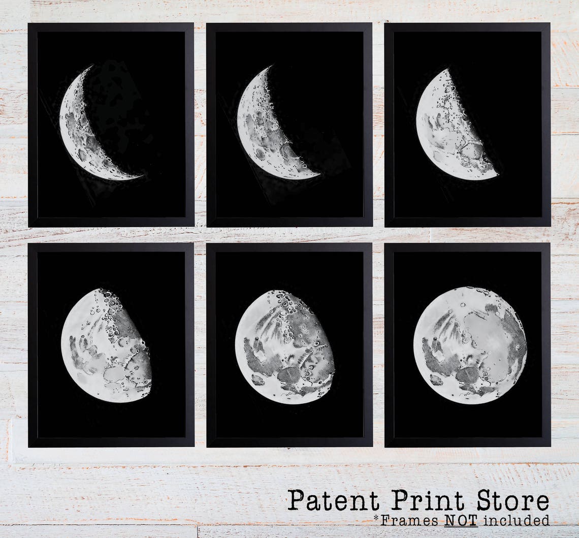 Moon Phase Print Set. Moon Decor. Moon Phases Wall Art. Moon | Etsy