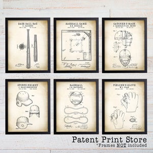 Vintage Baseball Patent Print Set. Baseball Art Prints. Baseball Prints ...