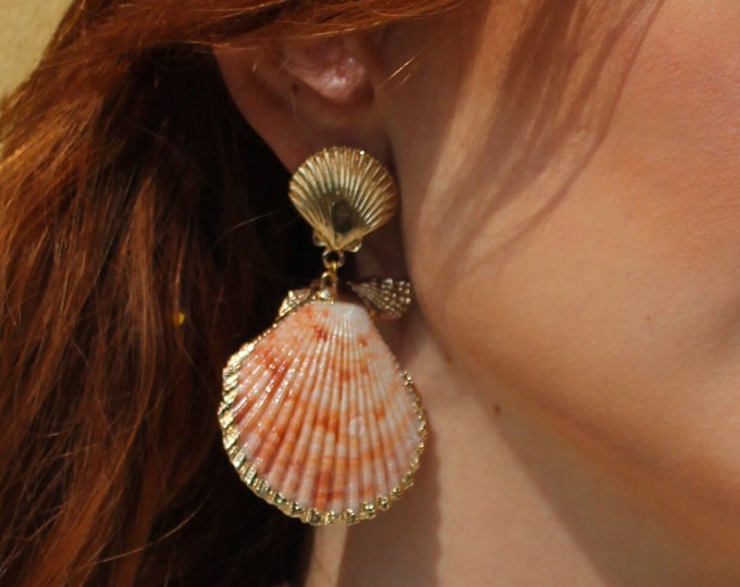 Statement Seashell Earrings Large Scallop Shell Earrings - Etsy