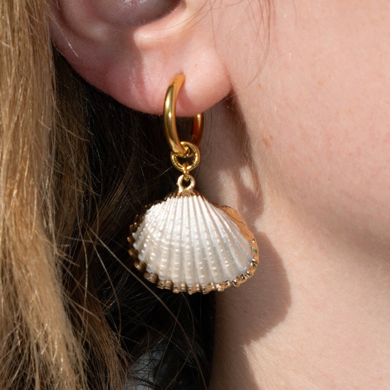 White Shell Earrings - Etsy