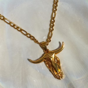 Longhorn Bull Necklace, Cow Skull Chain Pendant, Stainless Steel Chain ...