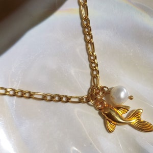 Koi Fish Chain Necklace, Symbolic Zodiac Fish Pendant, Gold Stainless ...