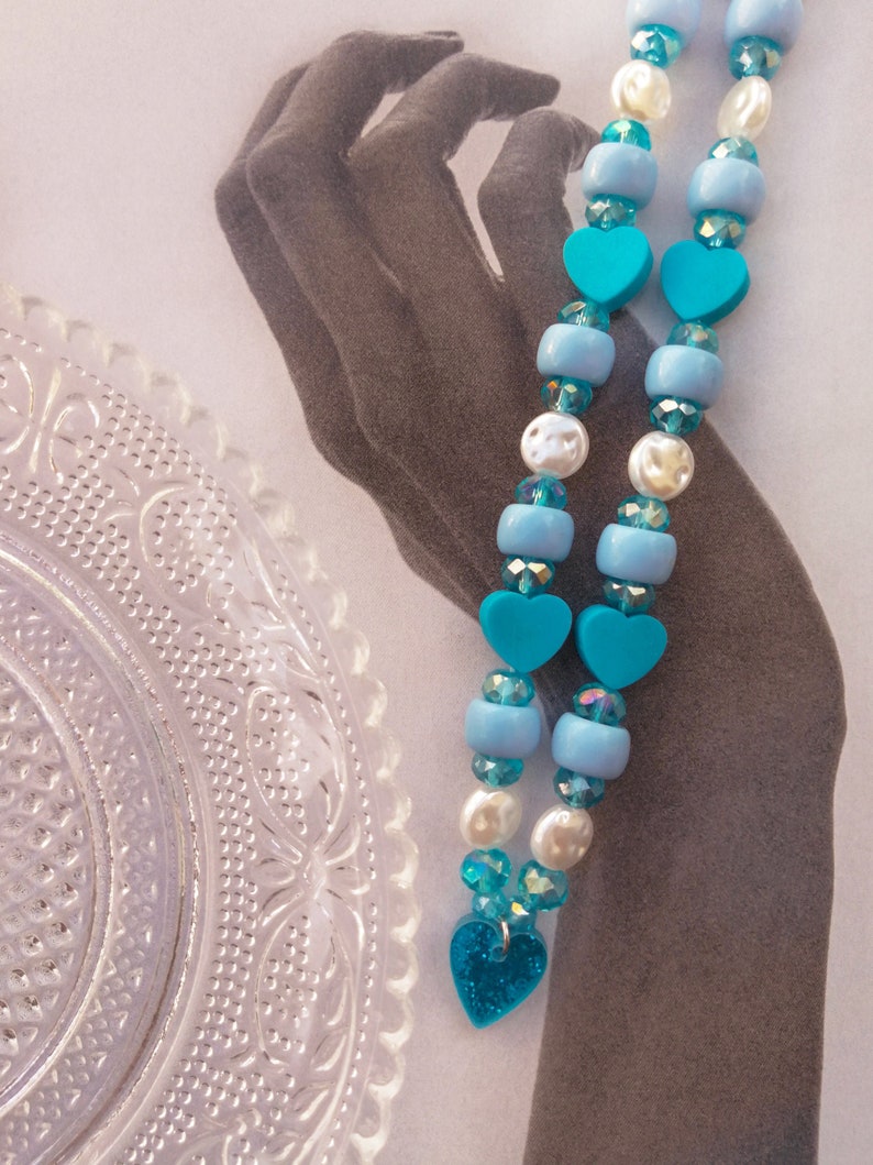 Trendy Funky Necklace Aesthetic Candy Beaded Necklace Blue Etsy