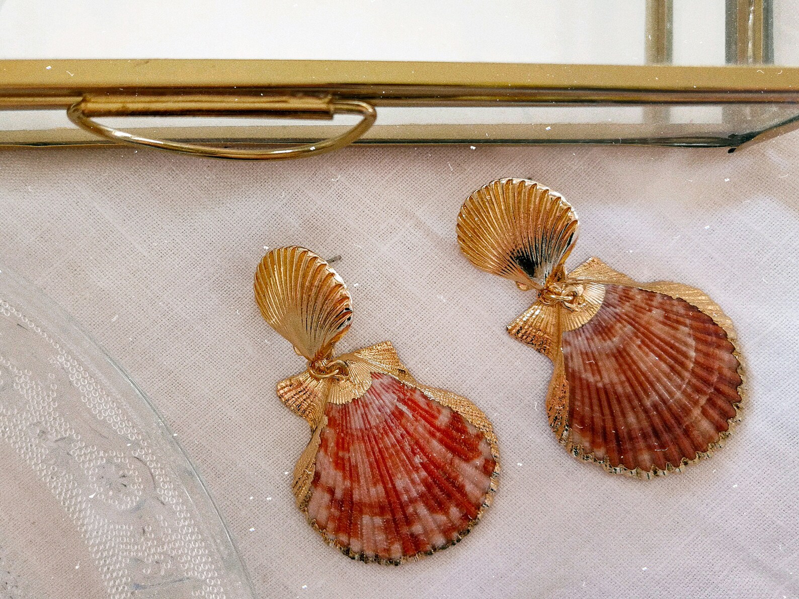 Statement Seashell Earrings Large Scallop Shell Earrings - Etsy