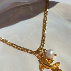 Koi Fish Chain Necklace, Symbolic Zodiac Fish Pendant, Gold Stainless ...