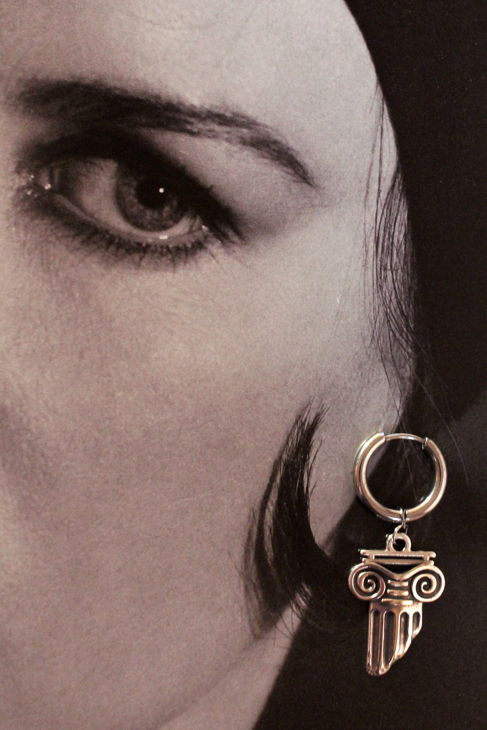 Greek Mythology Earrings Aesthetic Column Charm Hoops Thick - Etsy