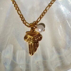 Greek Mythology Necklace, Hellenic Ionic Column Necklace, Gold Pillar ...