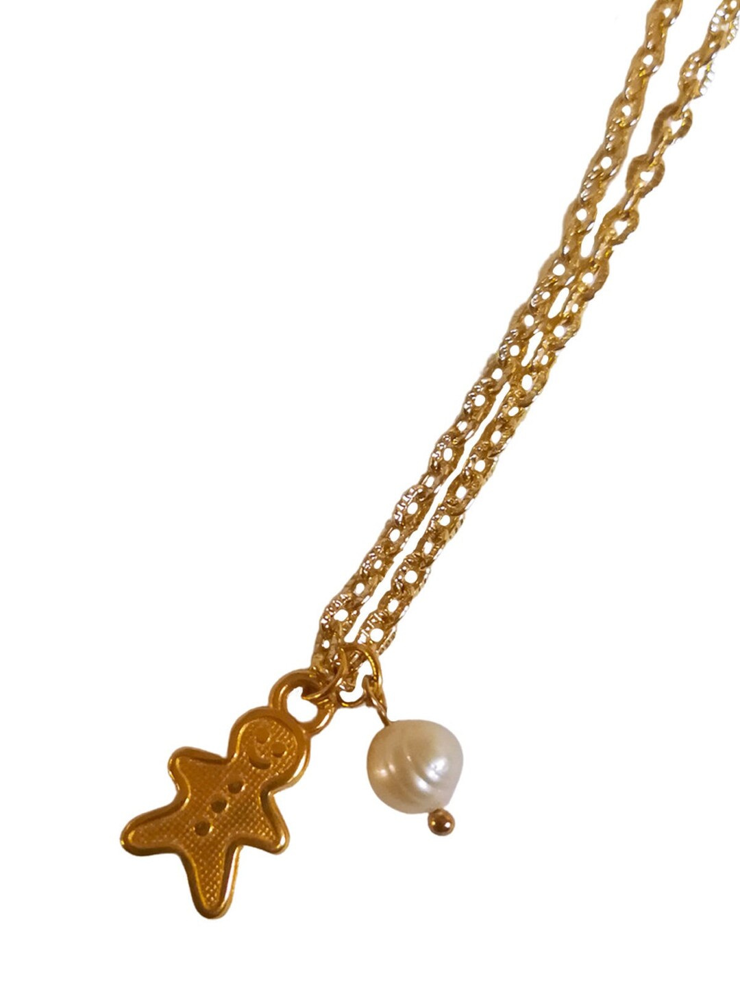 Gingerbread Cookie Necklace, Christmas Biscuit Pendant, Gold Dainty ...