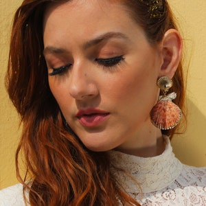 Statement Seashell Earrings Large Scallop Shell Earrings - Etsy