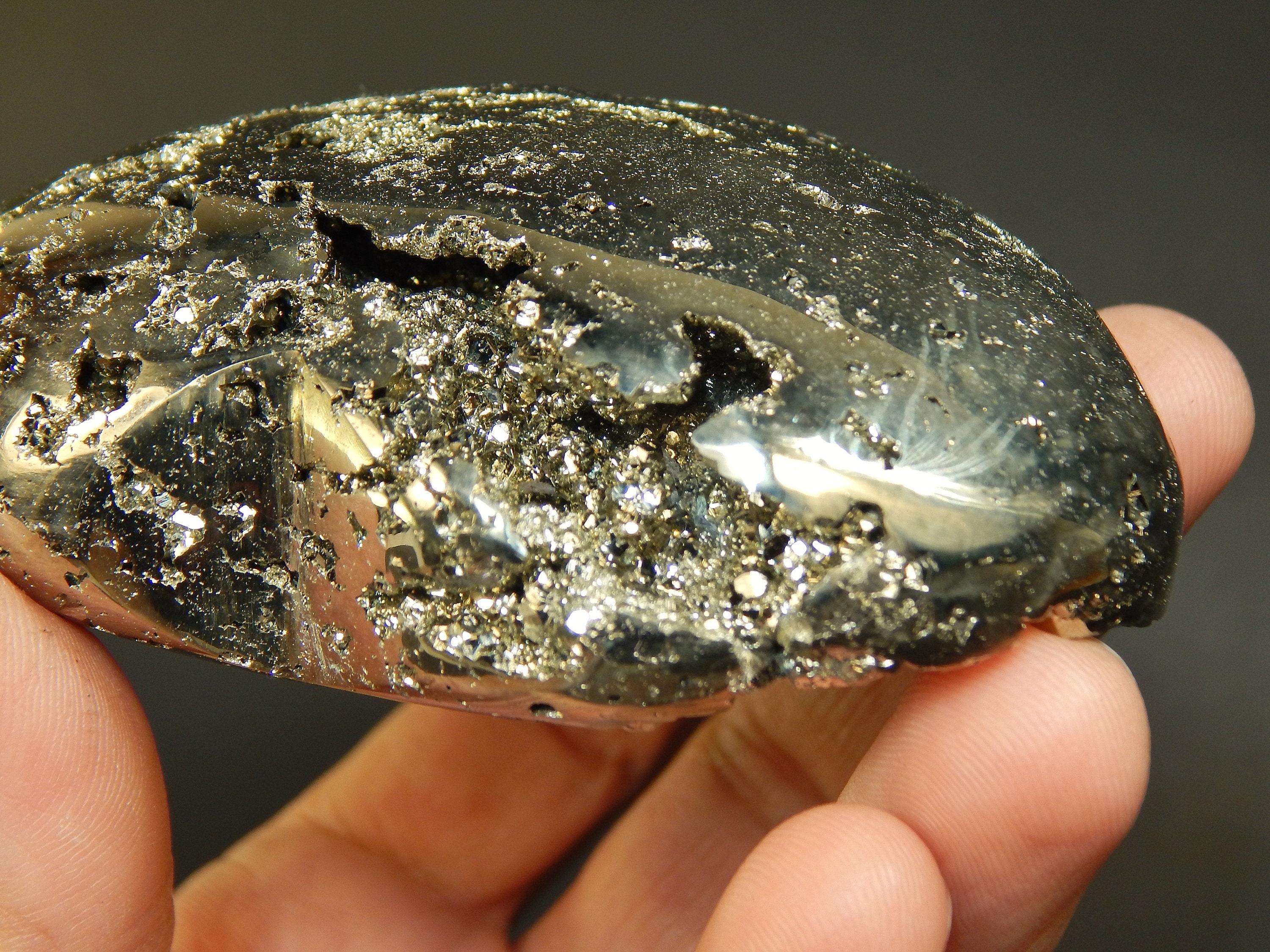 Pyrite Crystal Heart Palm Stone Iron Pyrite Geode Healing - Etsy
