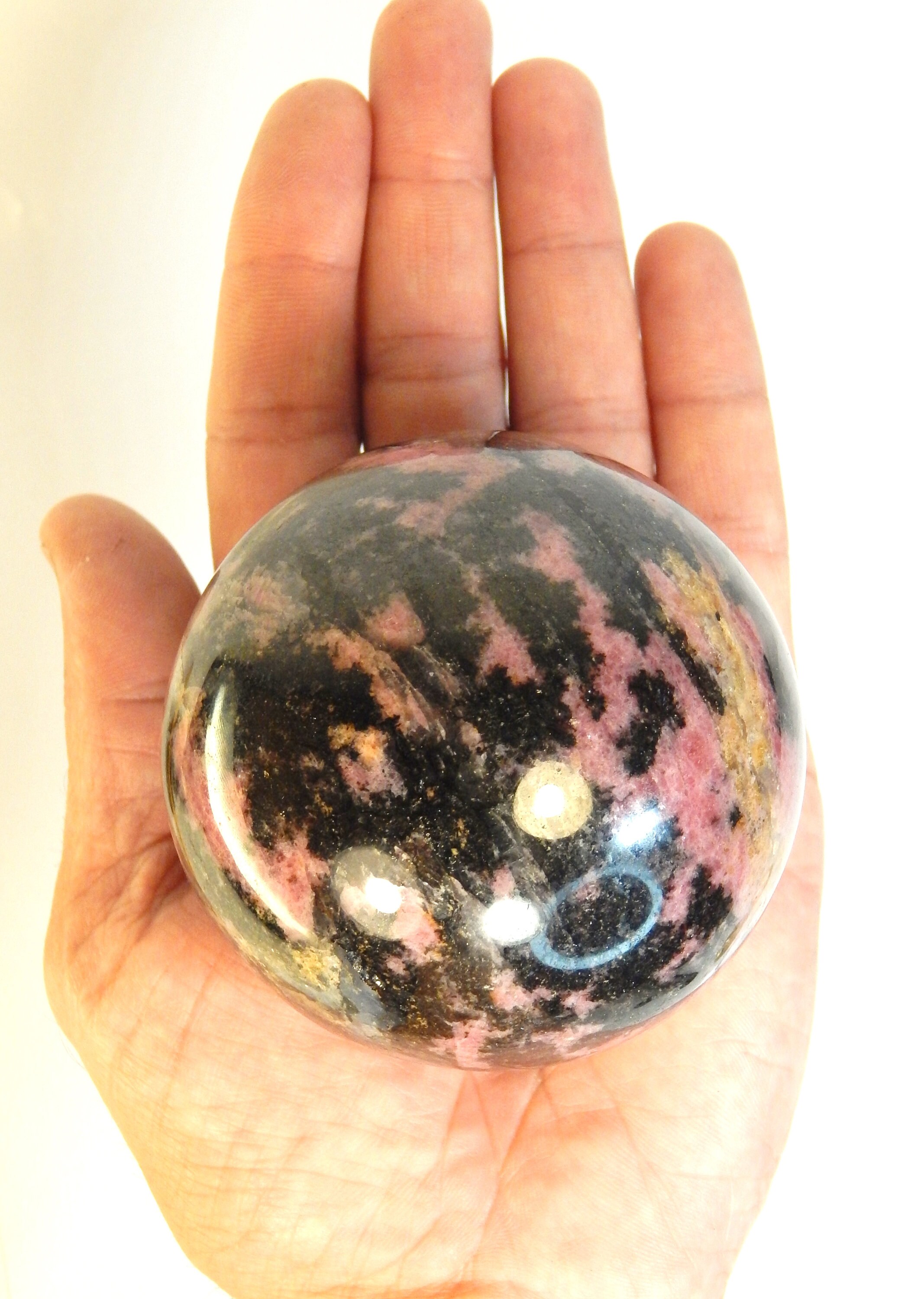 Pink Rhodonite Sphere 1.5Lbs Crystal Reiki Palm Stone | Etsy