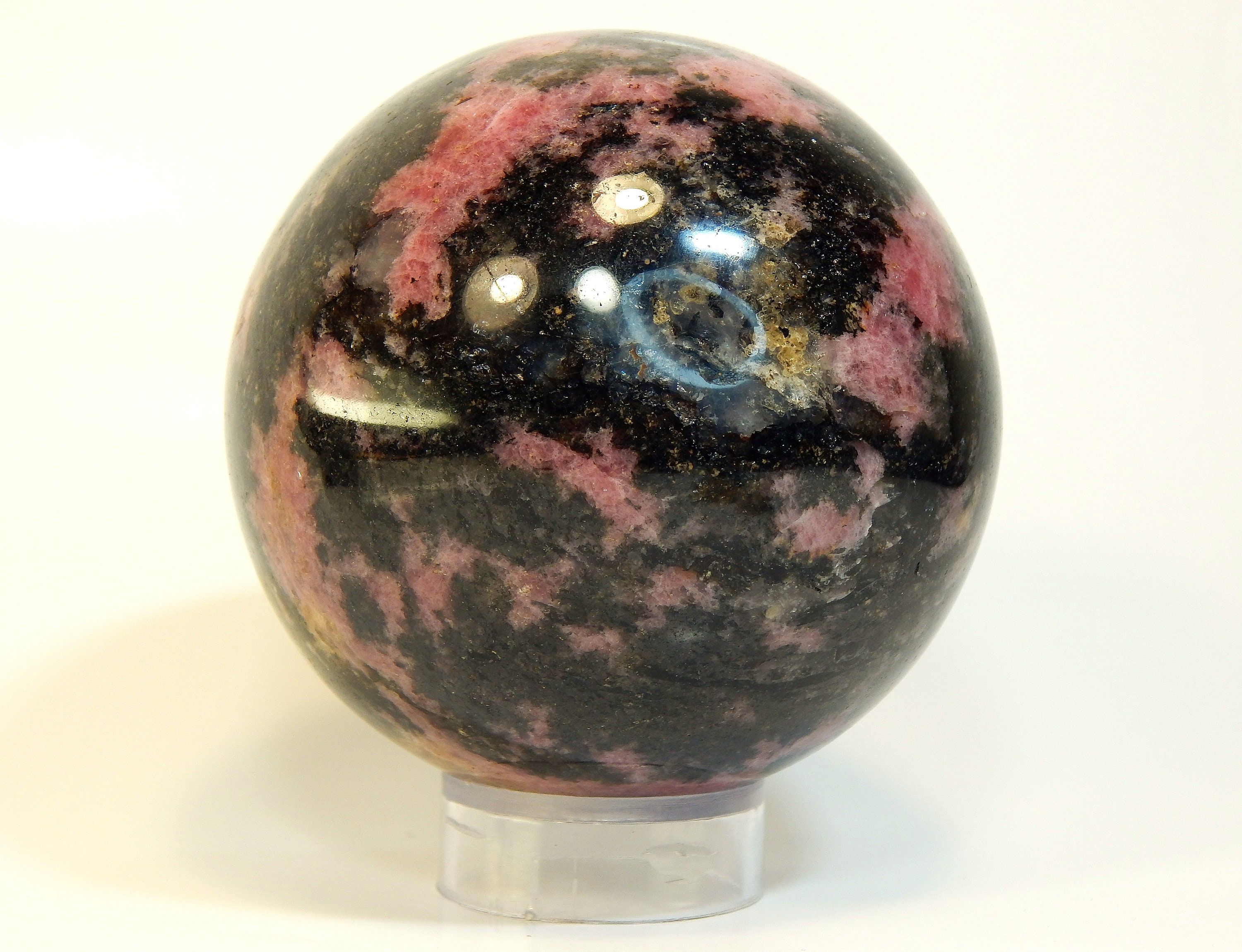 Pink Rhodonite Sphere 1.5Lbs Crystal Reiki Palm Stone | Etsy