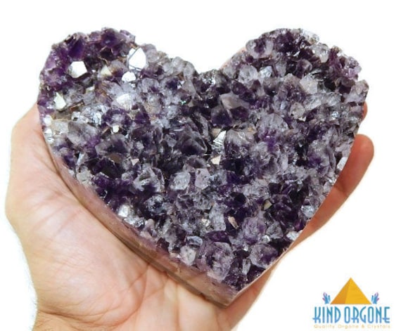 Amethyst Crystal Heart 2lbs Rock Stone Geode Cluster Specimen | Etsy