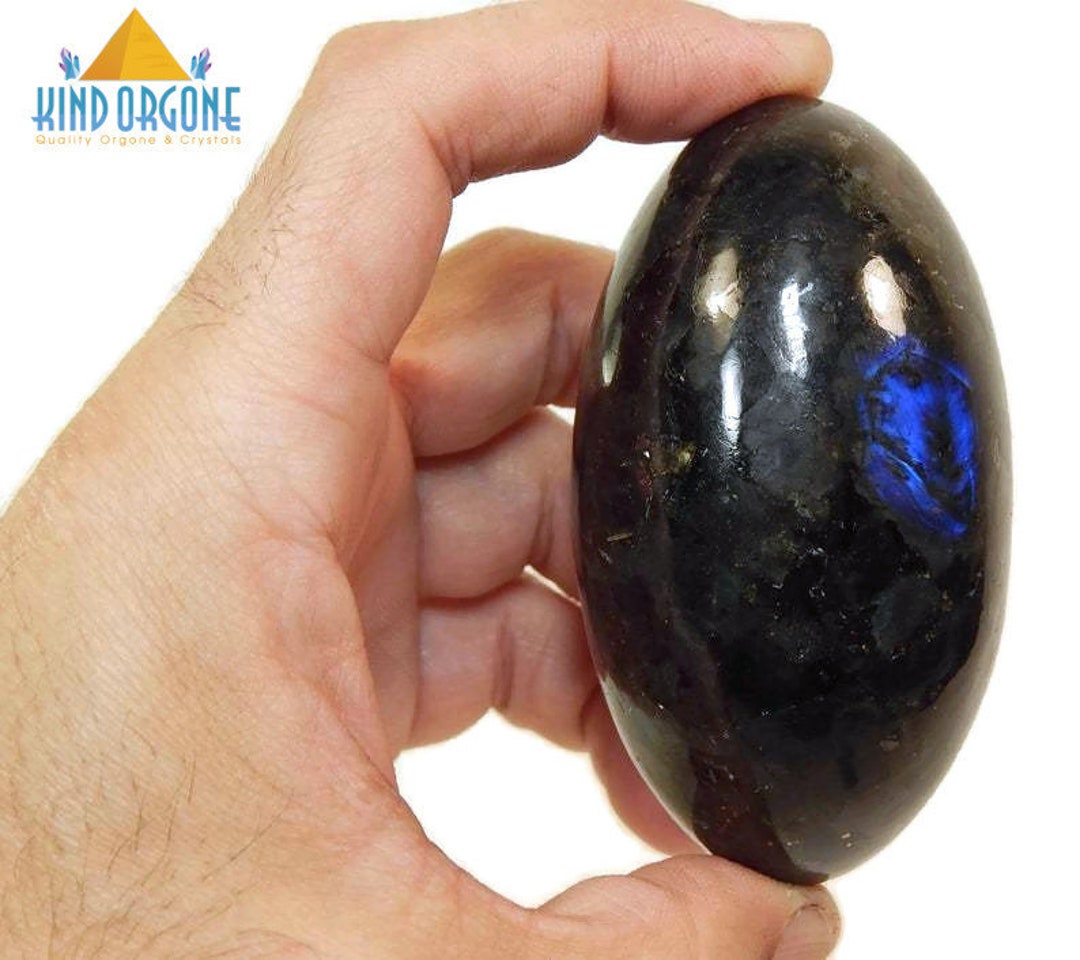 Larvikite 9oz Shiva Lingam Shaped Crystal, Palm Stone W/blue Flash 3.25 ...
