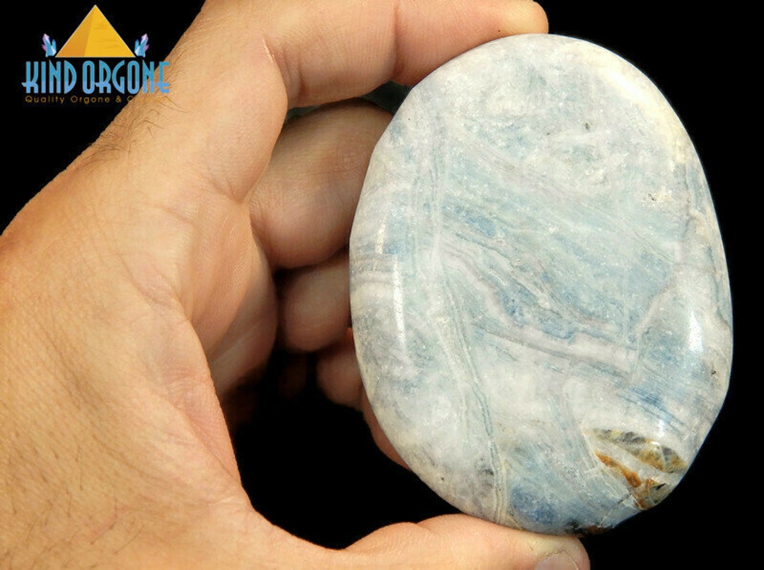 Blue Scheelite 1/4lb Palmstone Crystal, Healing Crystals Palm Stone 3 ...