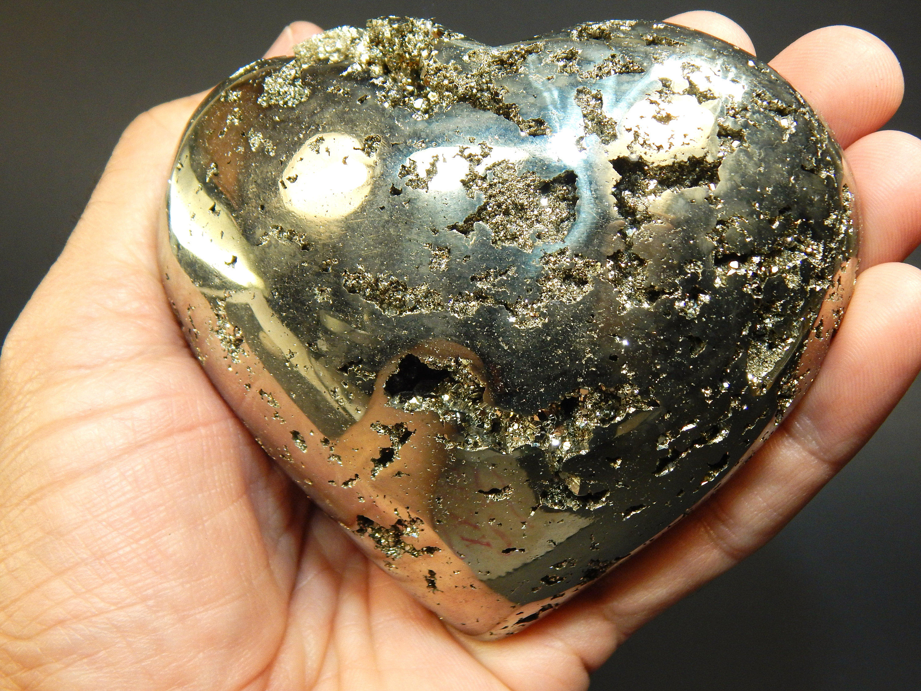 Pyrite Crystal Heart Palm Stone Iron Pyrite Geode Healing - Etsy