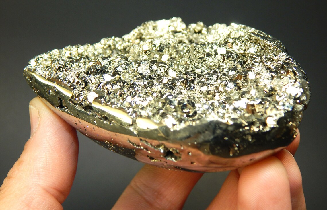 Pyrite Crystal Heart Palm Stone Iron Pyrite Geode Healing - Etsy