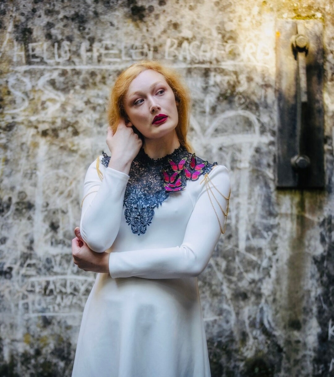 Festival Epaulette Chest Piece Black Steampunk Neckpiece Lace Bib ...