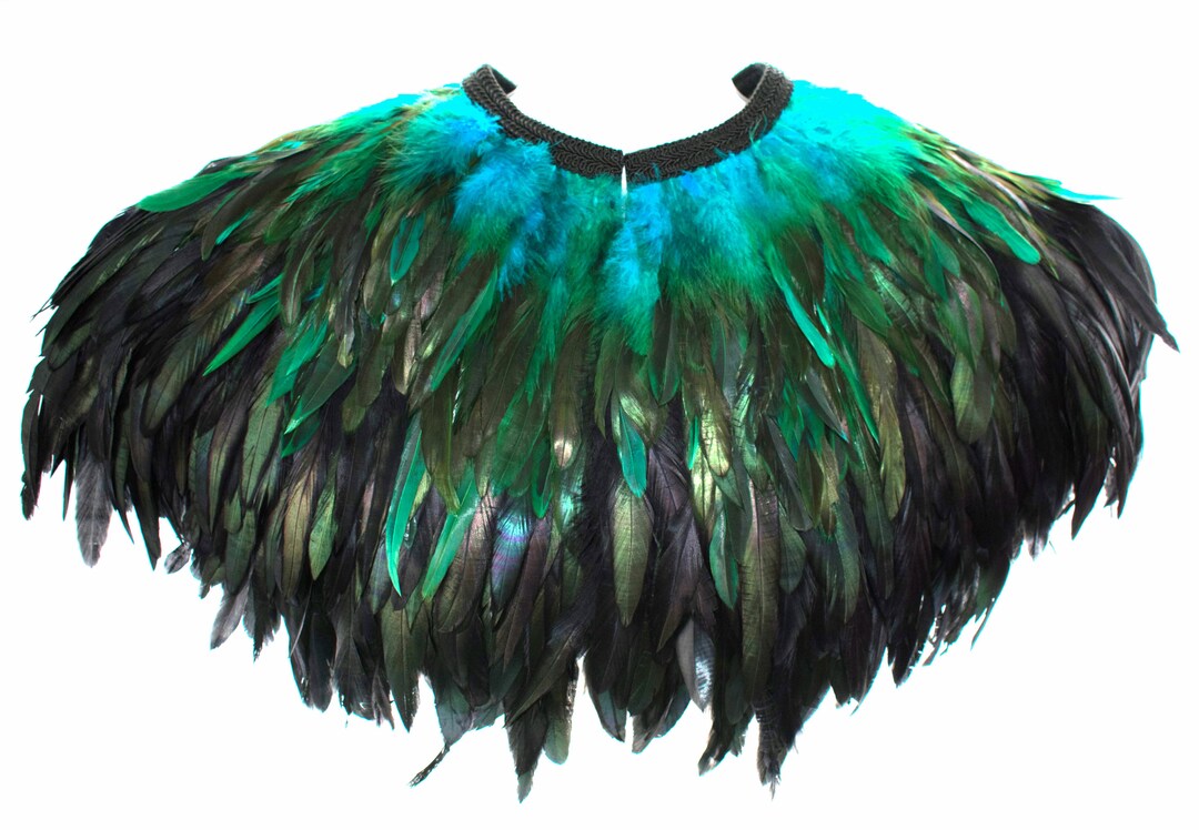 Multicolor Festival Feather Cape Tribal Teal Turquoise Black Collar ...