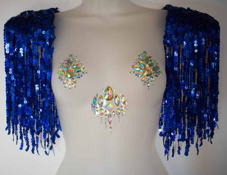 Festival Sequin Epaulettes Fringed Tassel Unisex Shoulder Etsy
