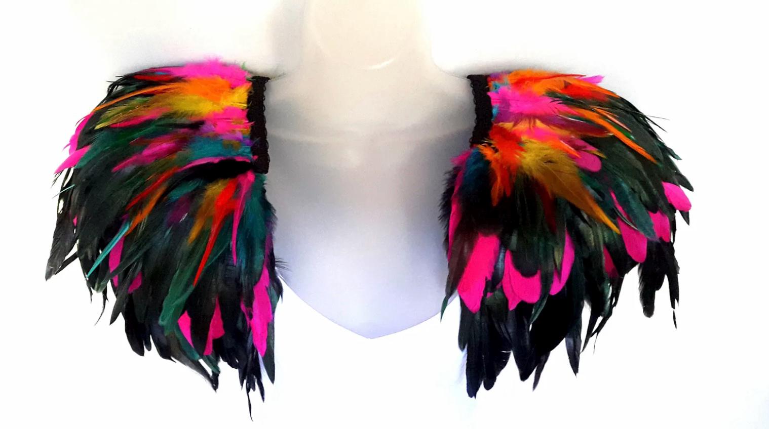 Pride Feather Epaulettes Multicolour Wings Rainbow Shoulder Pieces ...