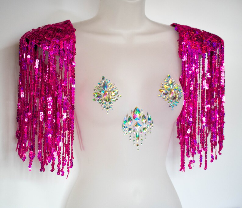 Festival Sequin Epaulettes Fringed Tassel Unisex Shoulder Etsy