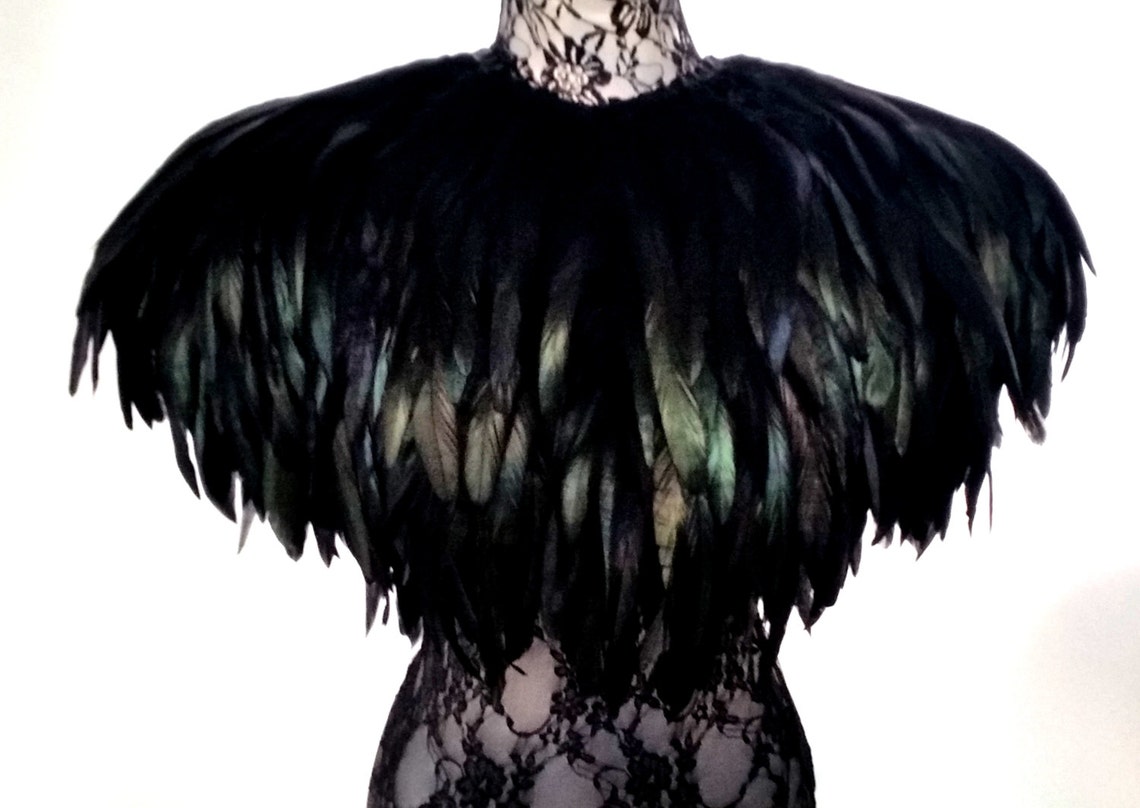 Mens Feather Cape Black Festival Jacket Tribal Collar Burning | Etsy